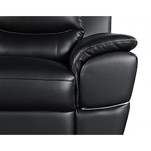 HomeRoots 85" Black Leather Sofa with Silver Legs