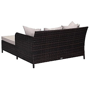 SAFAVIEH Outdoor Collection August Titanium & Sand Daybed