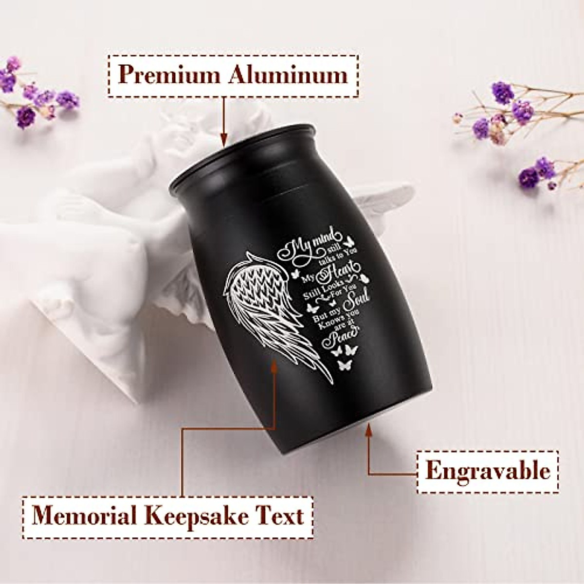 Small Urns for Human Ashes Aluminum Mini Urn for Ashes Wing Small Cremation Urn Memorial Keepsake Ash Holder-My Mind