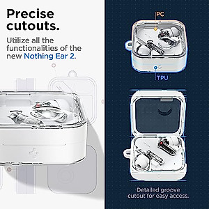 Spigen Ultra Hybrid Designed for Nothing Ear 2 Case Cover (2023) Clear Anti-Yellowing Case - Jet White