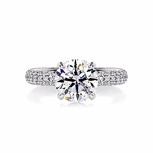 Ayafee 2.5 Carat (ctw) Round Cut Moissanite Engagement Ring for Her 925 Sterling Silver 10K 14K 18K Gold Women's Engagement Ring - 18K Gold