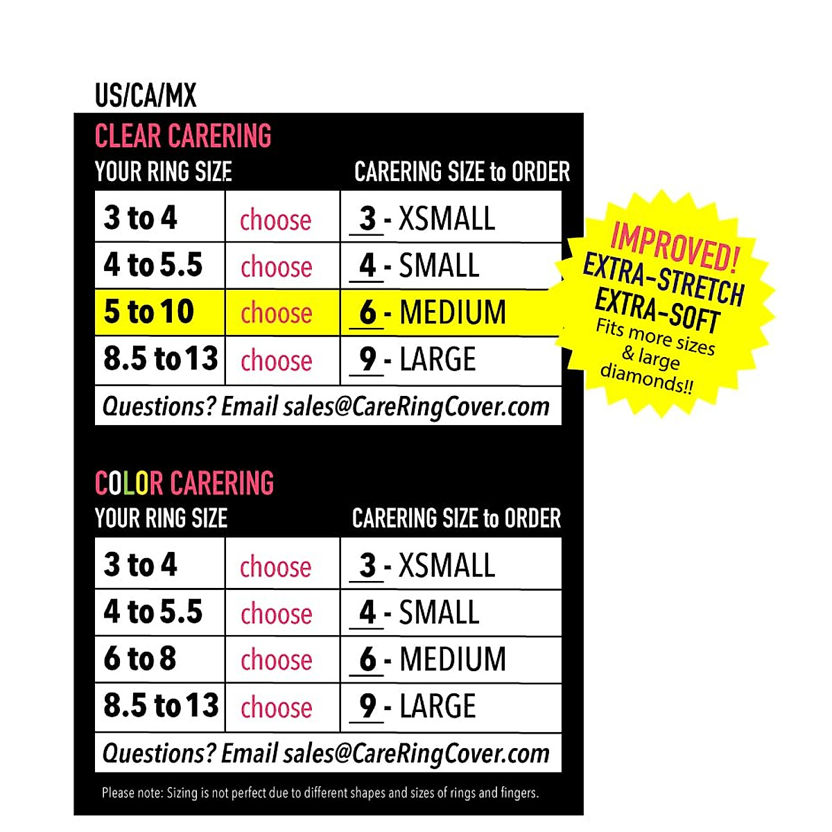 CareRing Cover Color Silicone Ring Protector for Women's Rings, Yellow Multicolor 6 (Medium)