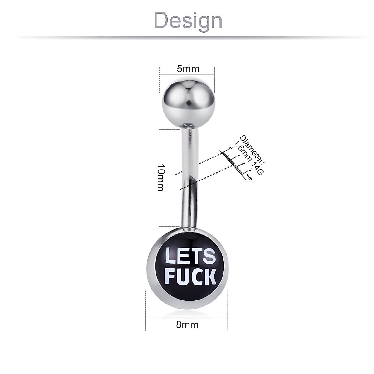 COTTVOTT Naughty Belly Button Rings with Letters Navel Piercings Body Jewelry (mix different letters 10pcs)