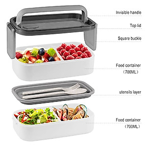 Adult Bento Box Lunch Box Large, Bento Box Japanese Lunch Box Kit with Bag & Utensils, Food Picks for Bento Box Containers, Stackable Bento Box for Adults, Microwave Bento Boxes BPA-free Food Safe