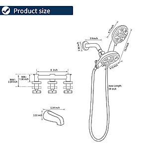 3 Handle Shower Faucet Set with Tub Spout Bathtub Shower Faucet Combo Set Shower System Complete Tub and Shower Trim Kit Matte Black Wall Mounted Shower Fixtures