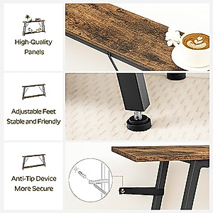 YATINEY 71" Console Table, Narrow Entryway Table, Extra Long Sofa Tables, Industrial Hallway Table for Entryway, 2-Layer Console Sofa Table Behind Couch, Rustic Brown and Black CT18BR