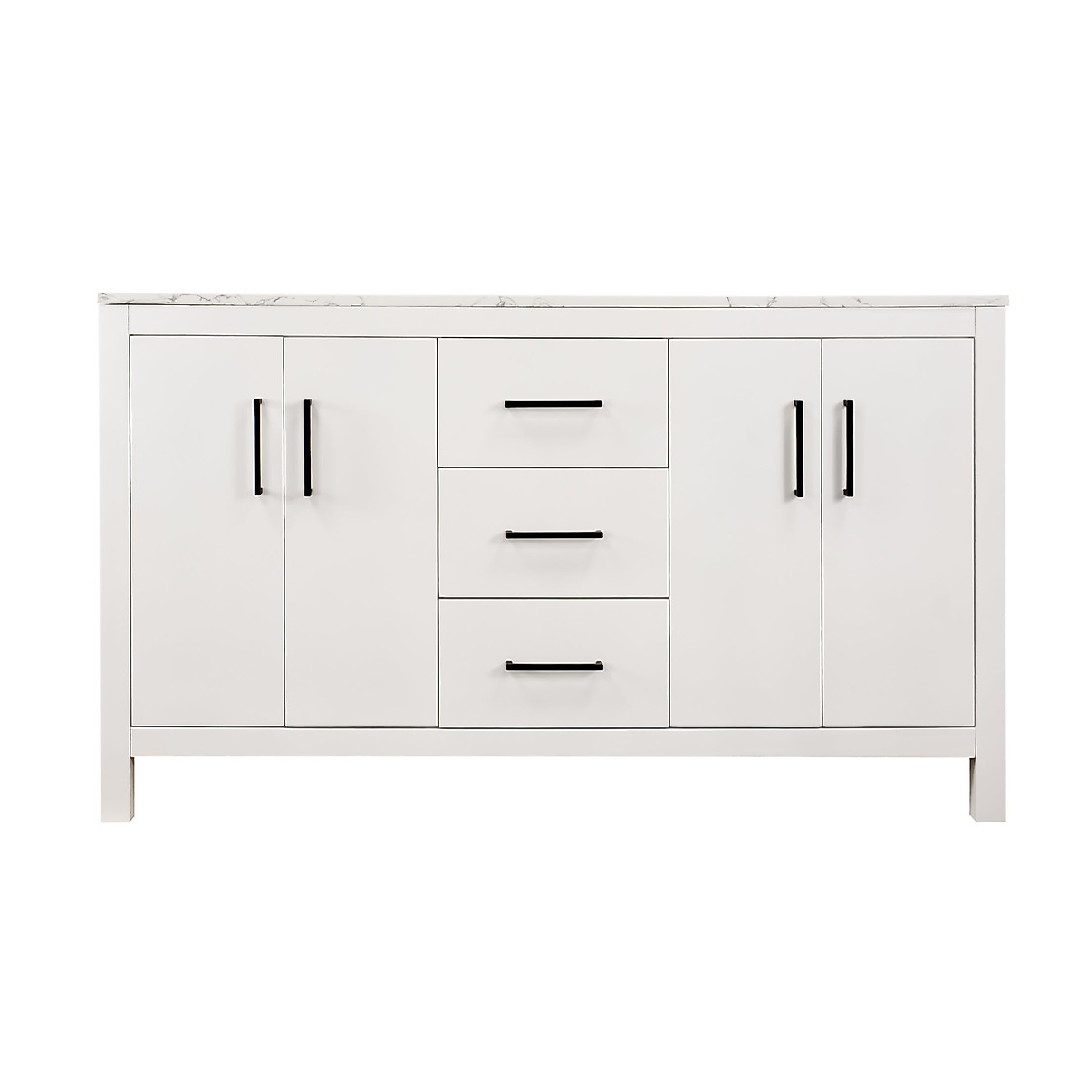 Kitchen Bath Collection Copenhagen 60-inch Double Bathroom Vanity (Engineered Marble/White): Includes White Cabinet with Engineered Marble Countertop and White Ceramic Sink