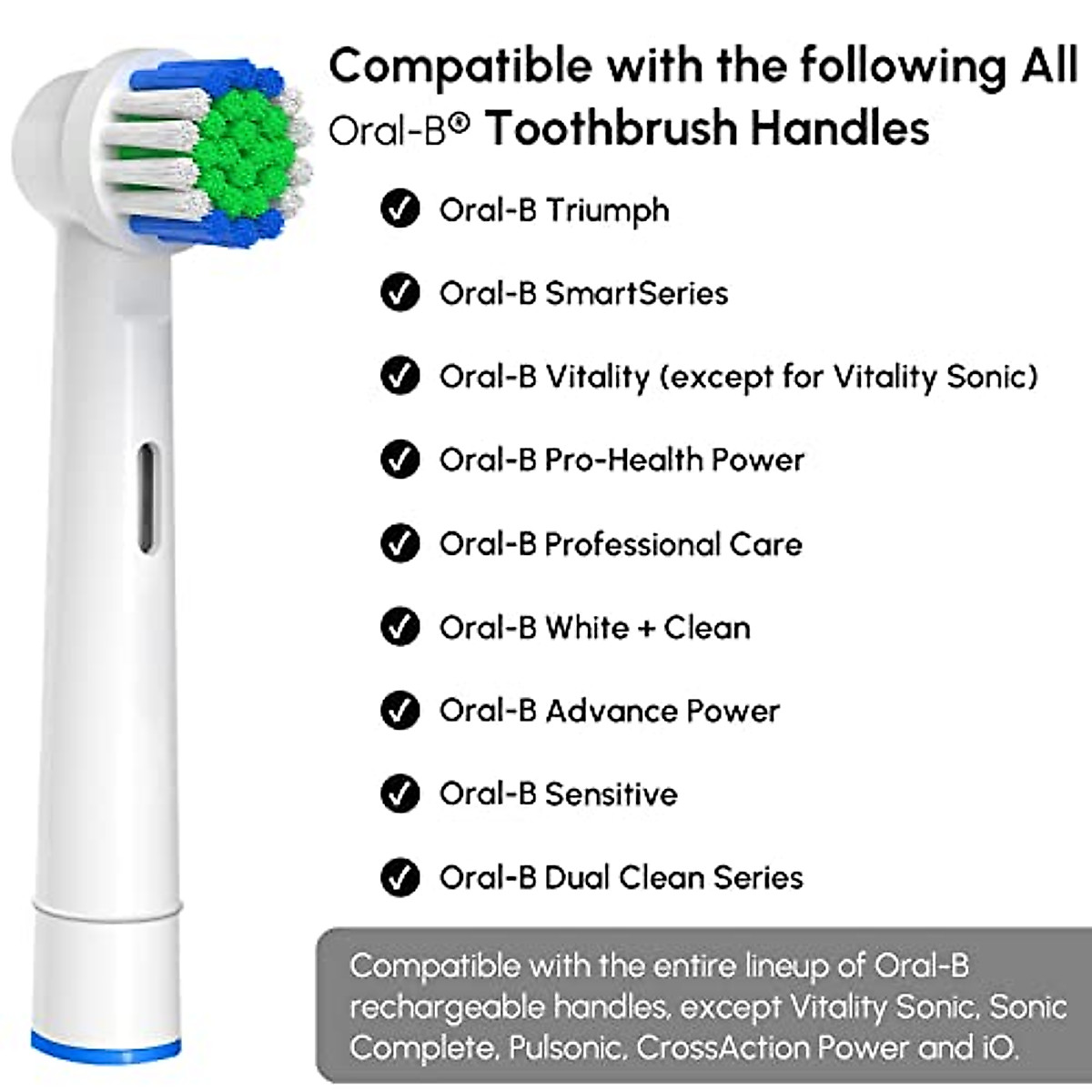 Replacement Toothbrush Heads Compatible with Oral-B Braun, 20 Pcs Professional Electric Toothbrush Heads Brush Heads for Oral B Replacement Heads Refill Pro 500/1000/1500/3000/3757/5000/7000/7500/8000