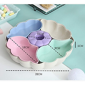 Golandstar Pumpkin Shaped Party Snacks Serving Tray Appetizer Plates Snack Bowls with Lid Multi Sectional Snack Bowl Trays Container Box for Storing Dried Fruits, Nuts, Candies, Fruits (Pink)