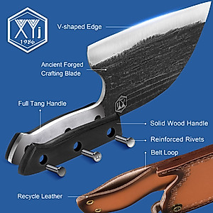 XYJ Full Tang Forged Serbian Chef Knife Camping Boning Knives High Carbon Steel Butcher Cooking Knife With Leather Knives Sleeves
