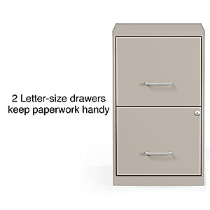 MyOfficeInnovations 2806662 2-Drawer Vertical Locking File Cabinet Letter-Size Putty/Beige 18D