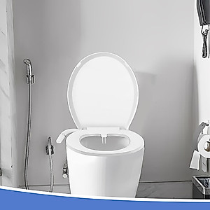 Jecatiy Round Non-Electric Bidet Toilet Seat, Ambient Water Temperature,Fits Round Toilets, Rear and Feminine Wash, Adjustment Water Pressure, Dual Nozzles Self-Cleaning - Easy Installation