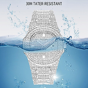 FANMIS Unisex Luxury Crystal Diamond Watches Silver Gold Fashion Quartz Analog Watch Stainless Steel Band Bracelet Big Face Women's Men's