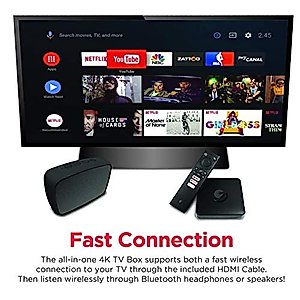 4K Ultra HD Android TV Box with Google Assistant Remote Streaming Media Player Chromecast Built-in 8GB Storage