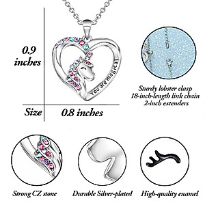 Shonyin Silver Unicorn Necklace for Women Girls CZ Unicorn Heart Necklace You Are Magical Christmas Birthday Valentines Stocking Stuffer Gifts for Girls Daughter Granddaughter Niece