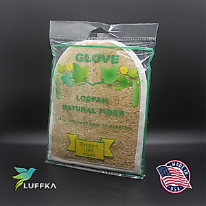 Made in USA Loofah Shower Glove Exfoliating Natural Organic - Perfect Fit Pad for Your Hand- Woman/Men Body Scrubbers Loofah Glove-Mens Exfoliating Glove Natural, [1 Each]