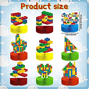 9 Pieces Building Block Birthday Party Supplies Building Block Honeycomb Centerpieces Boy Girl Birthday Party Decorations Brick Themed Table Centerpiece Classic Cake Topper Table Decor
