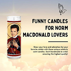 Norm Celebrity Prayer Candle - Comedian Funny Saint Candle - 8 inch Glass Prayer Pop Culture Votive - 100% Handmade in USA - Funny Celeb Novelty Actor TV Show Movie Gift