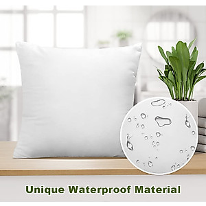 Thmyo Pack of 4 Outdoor Pillow Inserts,Water Resistant Square Decorative Throw Pillows Couch Sham Cushion Stuffer for Bed Living Room Garden Patio Bench (18x18 inch/ 45x45cm)