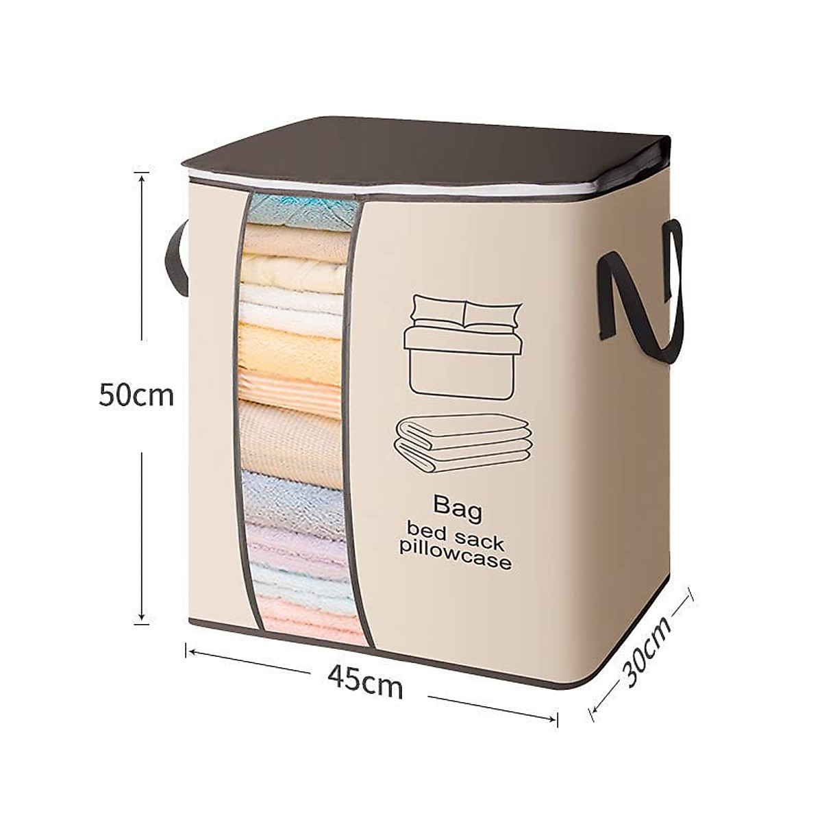 GUAGLL Large Capacity Quilt Storage Bag Printed Non Woven Foldable Window Handle Storage Bag for Clothers Quilt Toys