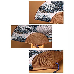 Hand Fan Pocket Fan Tassel Folding Fan Retro Bamboo Handle Fan Summer Party Dancing Wedding Vintage Style