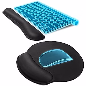 KTRIO Ergonomic Mouse Pad with Wrist Support, Comfortable Keyboard Wrist Rest, Memory Foam Wrist Pad for Keyboard, Mouse Pad Sets for Easy Typing & Pain Relief for Computer, Office & Home, Black