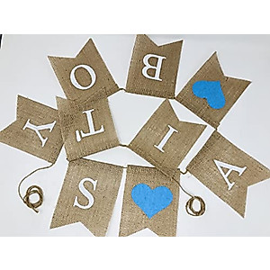 Shimmer Anna Shine It's a Boy Burlap Banner for Baby Shower Decorations and Gender Reveal Party (Blue)