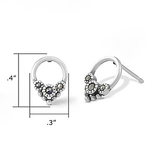 Boma Jewelry Sterling Silver Marcasite Circle Bead Stud Earrings