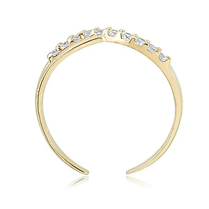 AVORA 10K Yellow Gold Adjustable Sideways Infinity Toe Ring with Simulated Diamond CZ