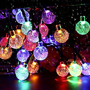 Christmas Lamp- 7M 50LED Crystal Ball Solar String Lights Christmas Fairy Garden Lights for Outdoor Home Lawn Patio Party and Holiday Decorations (Warm White Light)