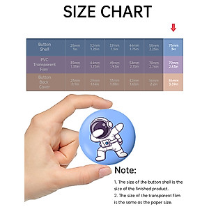 NiArt Blank Button Making Supplies 100pcs 75mm/3in Round Badge Button Parts, Metal Pin Badge Kit for Button Maker Machine with Clear Film