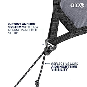 ENO ProFly SIL Rain Tarp - Ultralight Waterproof Tarp - for Camping, Hiking, Backpacking, Travel, a Festival, or The Beach - Charcoal