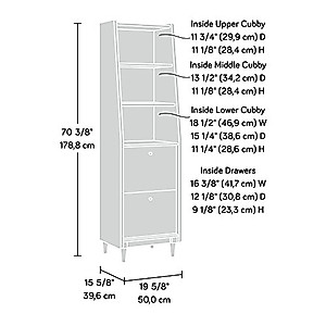Sauder 2 tier Harvey Park Narrow Bookcase, Grand Walnut finish