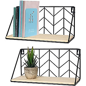 TIMEYARD Floating Shelves Wall Mounted Set of 2 Rustic Arrow Design Wood Storage for Bedroom, Living Room, Bathroom, Kitchen, Office, etc