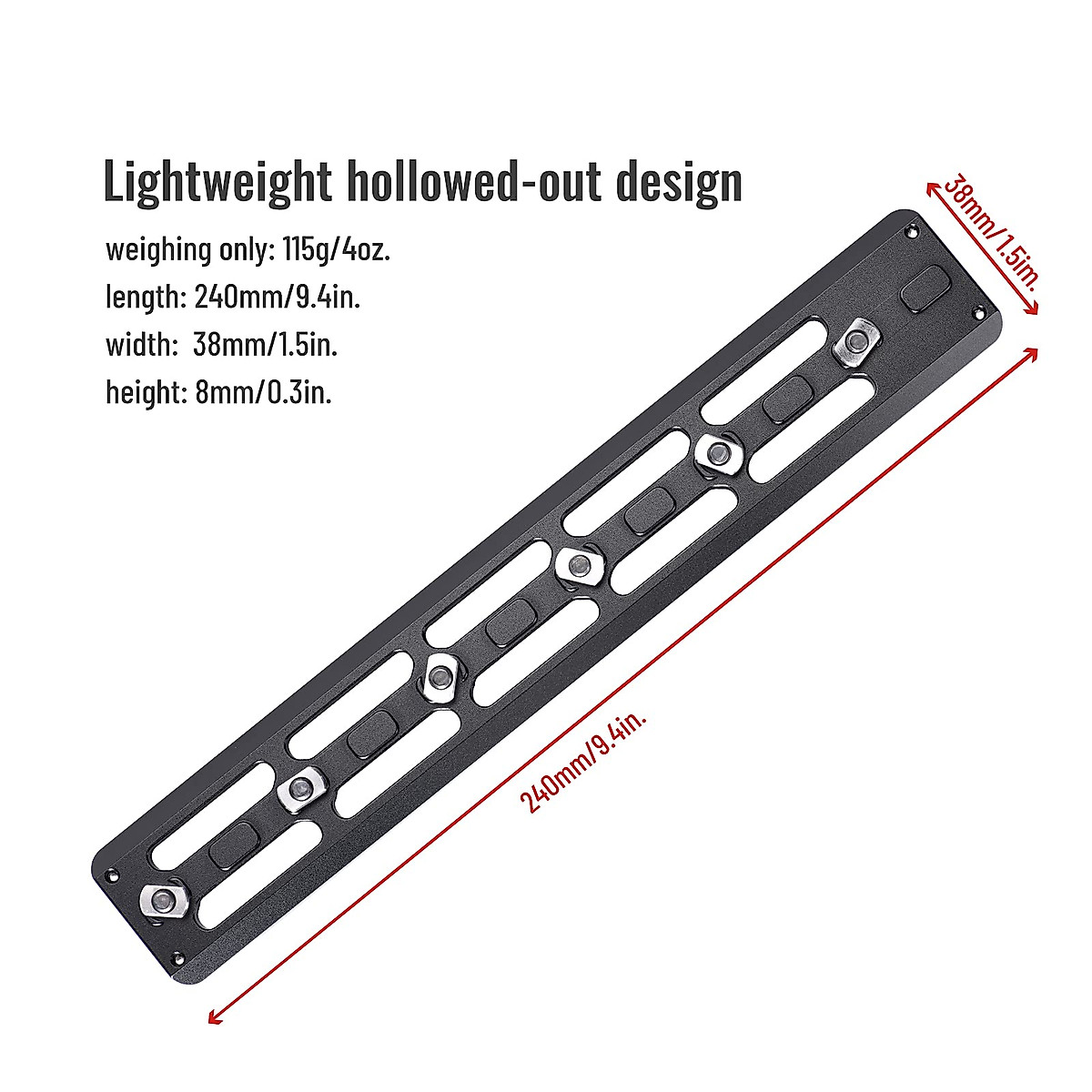 SUNWAYFOTO SMP-240 9.45 inch M-Lok Arca Rail Mount Adapter to Arca-Swiss Plate 240mm
