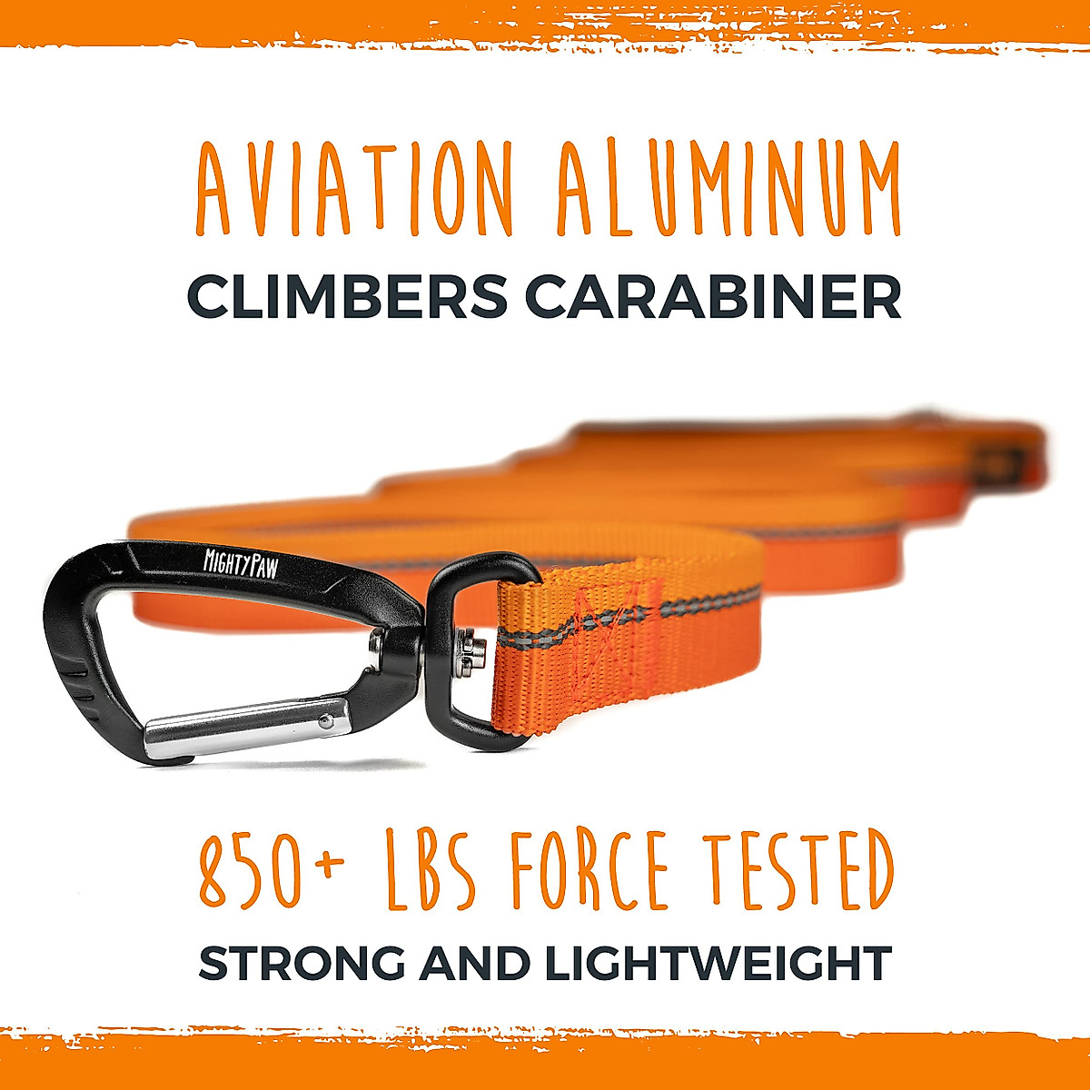 Mighty Paw Dog Leash - Soft Padded Handle - D-Ring and Pet Leash Clip - Carabiner Clip - Weatherproof with Reflective Stitching - 6 Foot Long Dog Leash for All Dog Breeds - Dog Walking Leash (Orange)