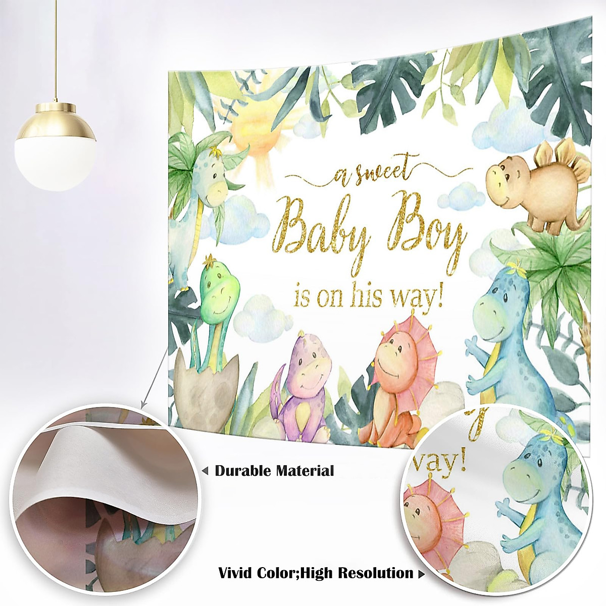 Mocsicka Dinosaur Baby Shower Backdrop Rawr Its a Boy Party Decorations Sweet Baby Boy Dino Baby Shower Party Banner Background (Blue, 7x5ft)