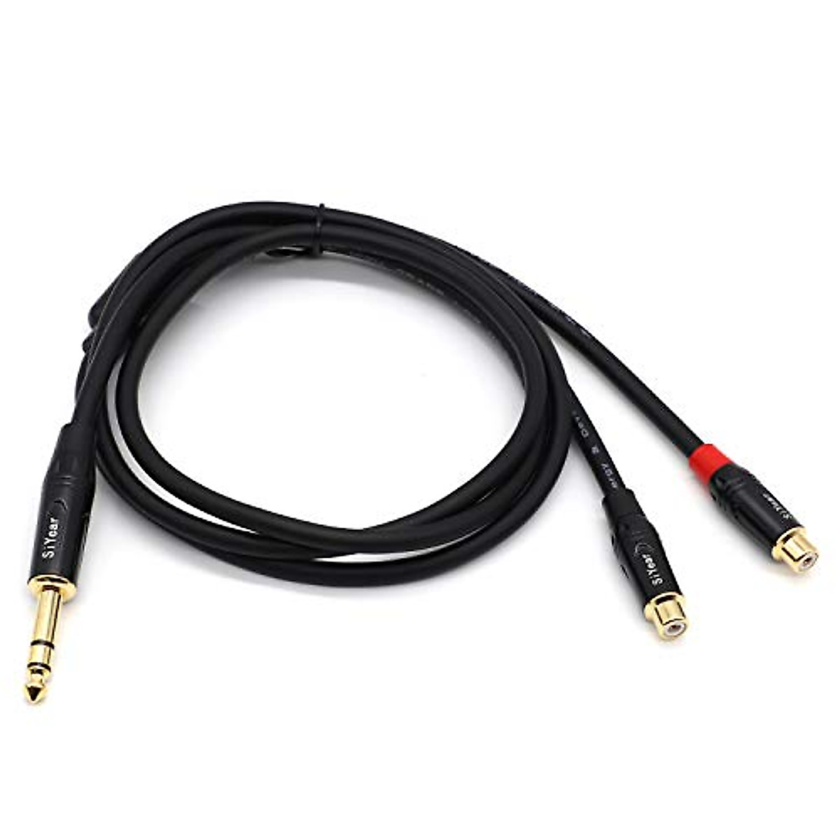 SiYear Dual RCA to 1/4" Cable，6.35mm (1/4 inch) Male Stereo to 2RCA Female Y Splitter Adapter Cable（5Feet