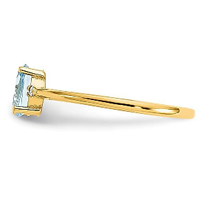 IceCarats 14K Yellow Gold Diamond Blue Aquamarine Ring March Birthstone Jewelry Size 6