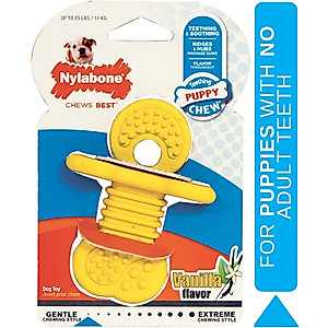 Nylabone Puppy Rubber Teether - Puppy Chew Toys for Teething - Puppy Supplies - Vanilla Flavor, Small/Regular (1 Count)