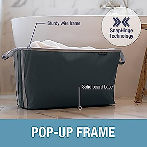 CleverMade Collapsible Fabric Laundry Basket - Foldable Pop Up Storage Bin - Space Saving Hamper with Carry Handles Large, Charcoal/Grey, 2 Pack
