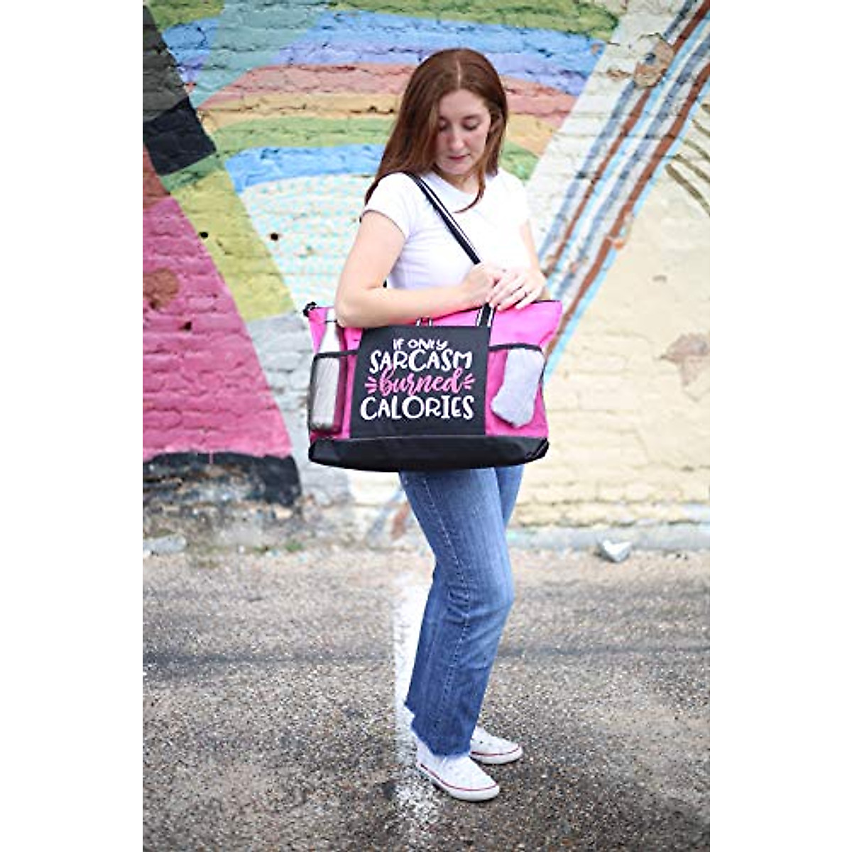 Brooke & Jess Designs Cute Gym Bag - Ladies Workout Gym Tote with Pockets - Gifts for Women, Sports Bags - Birthday, Christmas Gift, Mother's Day
