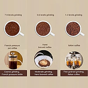 Elvaesther Ceramic Coffee Mill, Mini Coffee Bean Grinder, Household Manual Coffee Grinder 9 Levels Adjustable Mini Portable Washable Stainless Steel Coffee Mill Black