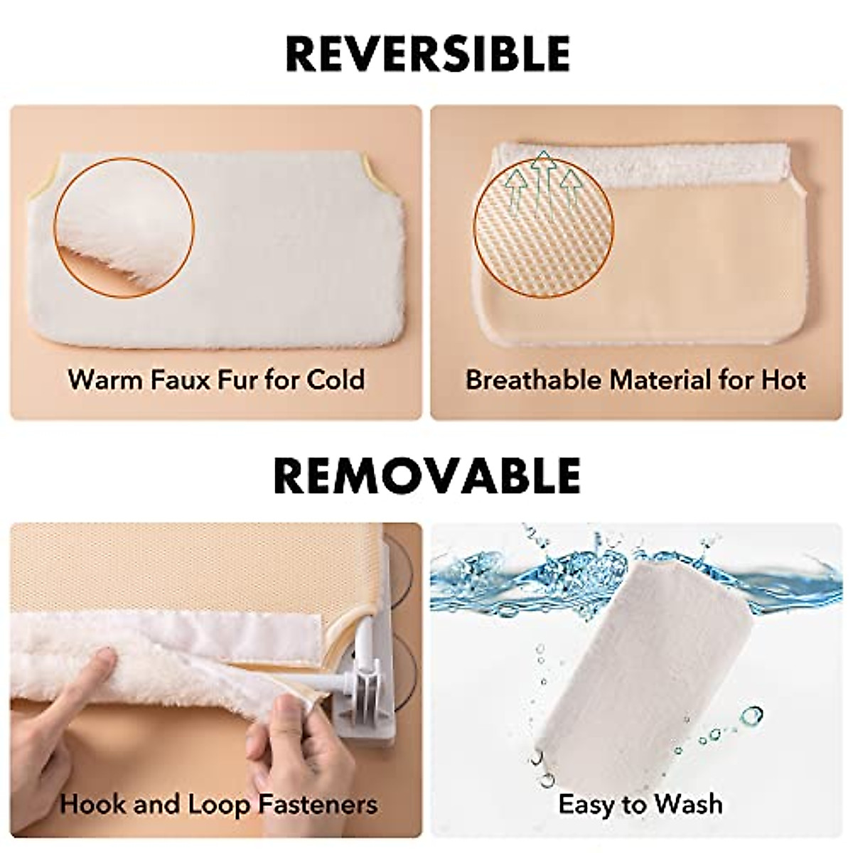 Cat Window Perch Foldable Cat Window Hammock with Steel Frame and Strong Suction Cup Mount Cat Bed Cat Hammock Window Seat for Indoor Cats White