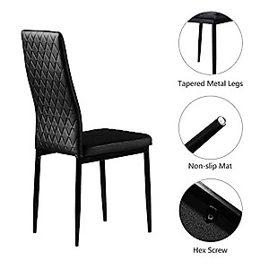 Lecut Modern Dining Chairs Set of 6 with PU Leather Seat and Metal Legs Mid Century Kitchen Dining Room Chairs with High Back for Restaurant and Living Room (Black)