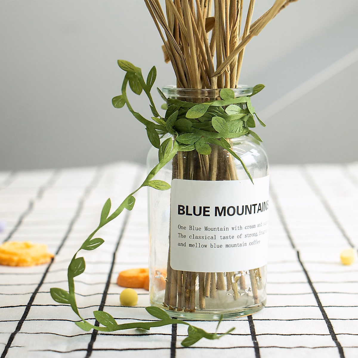 21.8 Yard Leaves Trim Ribbon, Green Leaf Ribbon for Crafts, Artificial Vines for Wedding Party Baby Shower Home Decoration, Foliage Rattan for DIY