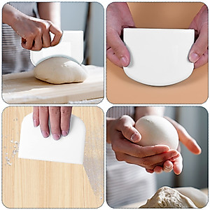 3pcs Dough Bowl Spatula, Dough Cutter Multi-Function Dough Scraper Food Scrappers Plastic Kitchen Bowl Scraper Tool for Pastry Cake Bread Pizza Baking (Green, White)