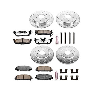 Power Stop K2805-36 Front and Rear Z36 Truck & Tow Brake Kit, Carbon Fiber Ceramic Brake Pads and Drilled/Slotted Brake Rotors For INFINITI QX56, Nissan Armada, Nissan TITAN [Model Specific]