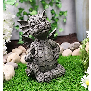 Ebros Keep Off Flip The Bird Rude Baby Dragon Sitting Statue 10" H Fairy Garden Faux Stone Resin Finish Guest Greeter Figurine
