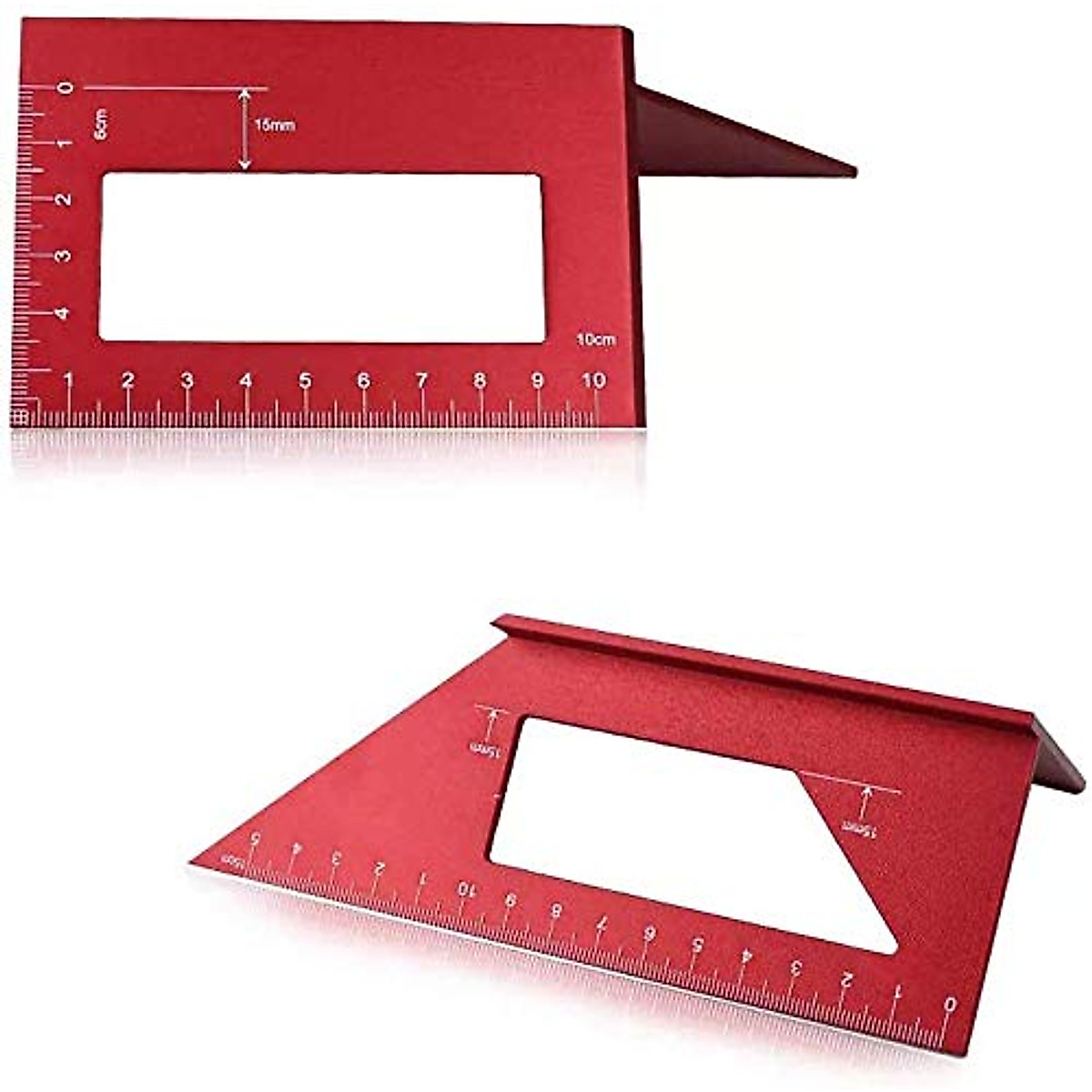 Aluminum Alloy Saddle Layout Square Gauge with 2 Pencils,Multifunctional 45/90 Degree Angle T Ruler 3D Mitre Angle Woodworking Measuring Tools
